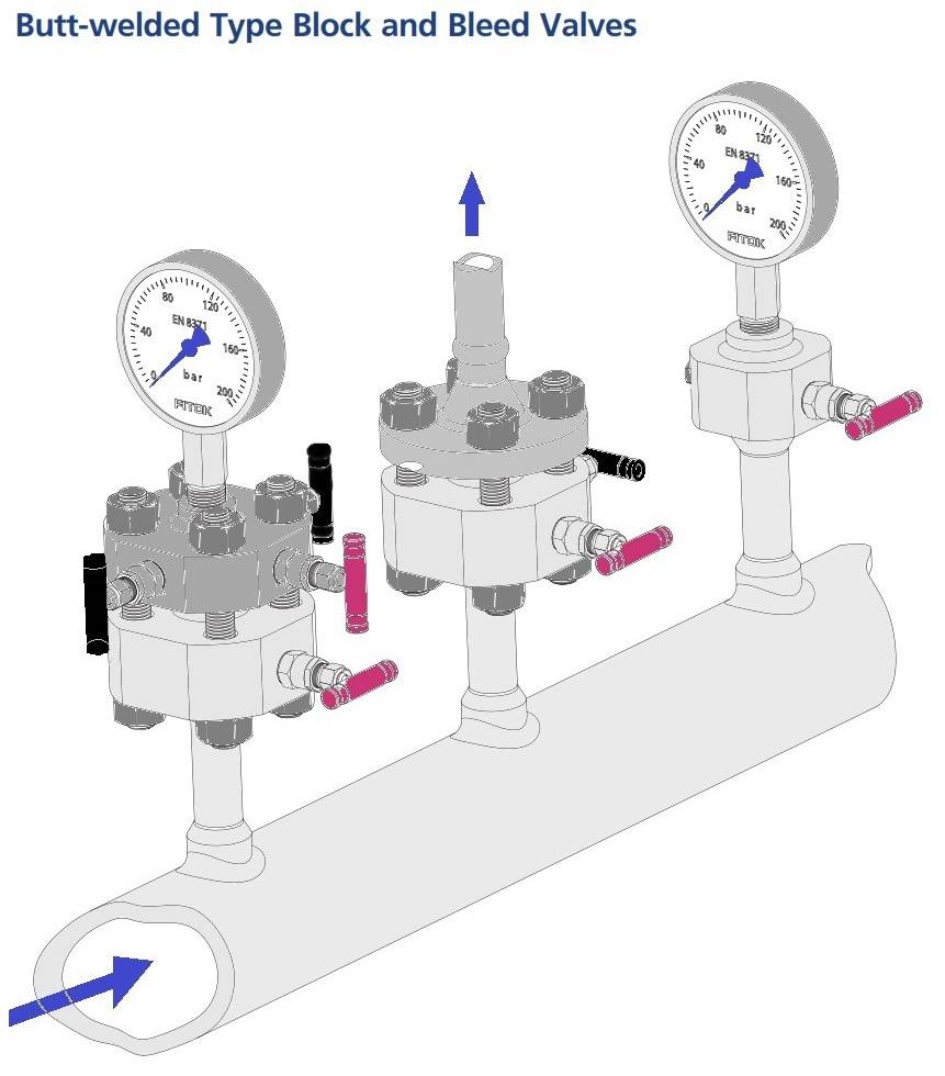 double block and bleed combines one or more block/isolate valves