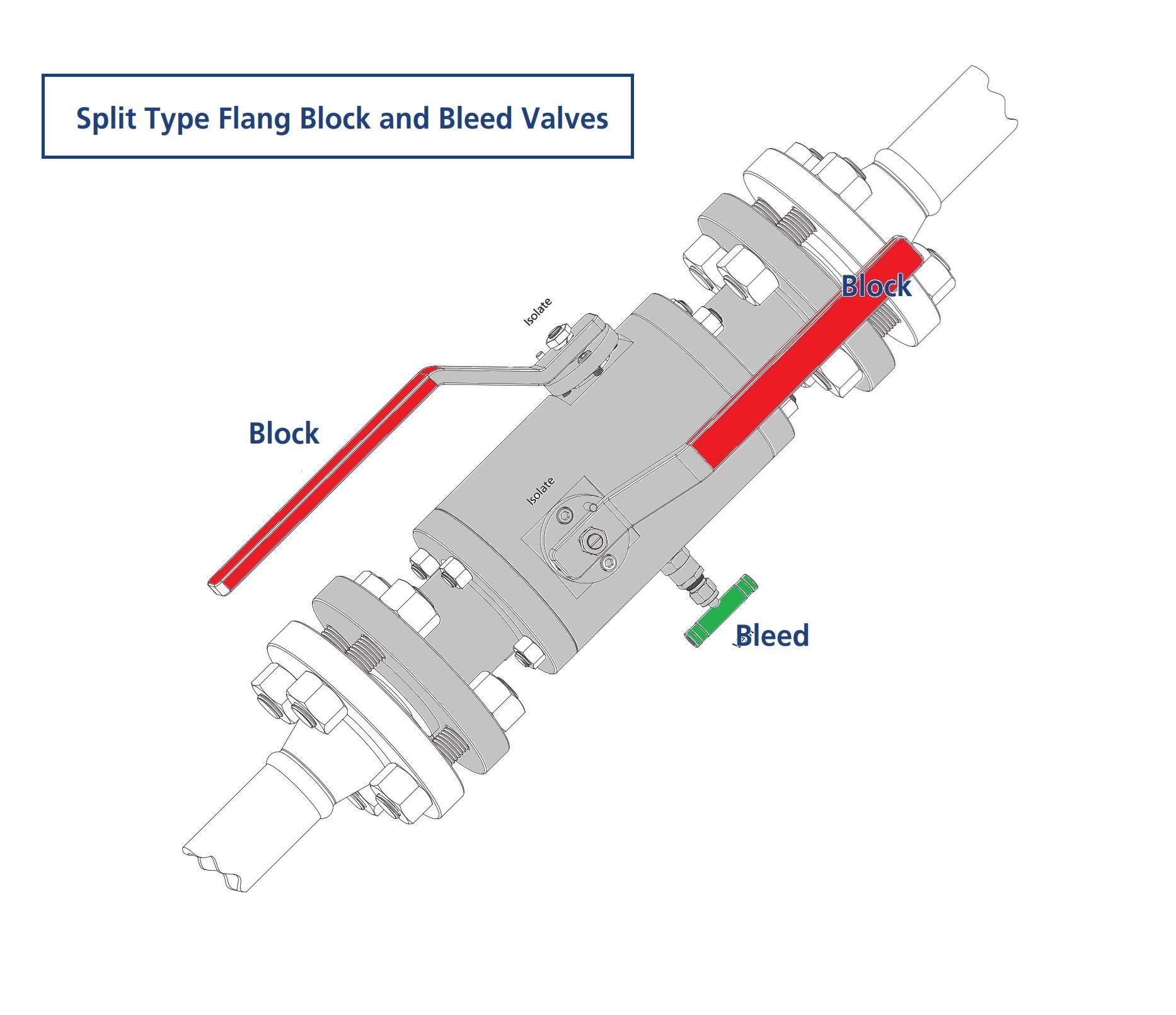 double block and bleed combines one or more block/isolate valves